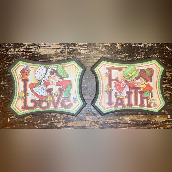Homco | Wall Decor | Vintage 7s Homco Faith And Love Wall Plaque Set ...